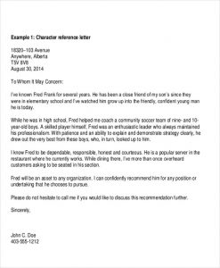 Sample Character Reference Letter Template For Student | Character ...